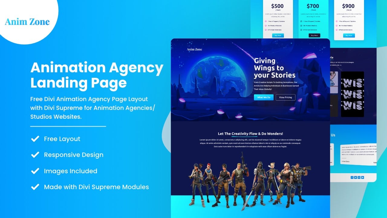 Animation Agency Landing Page – Divi Supreme